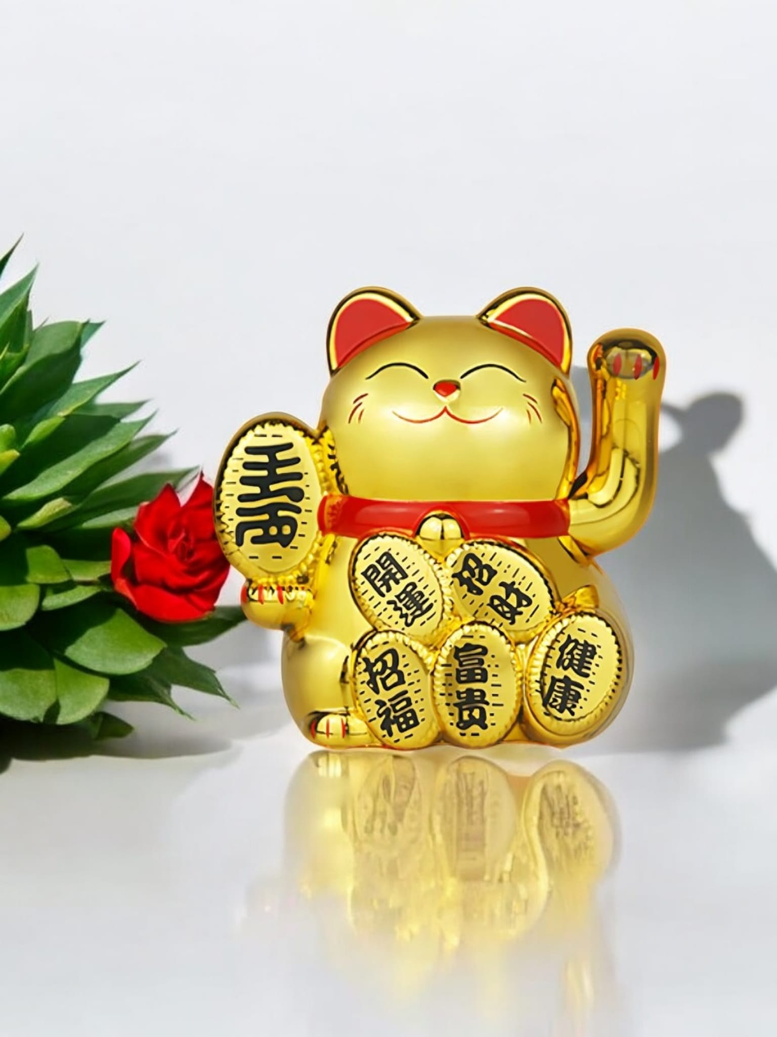 Mini Solar Powered Chinese Lucky Cat – 2-Inch Waving Hand Feng Shui ...